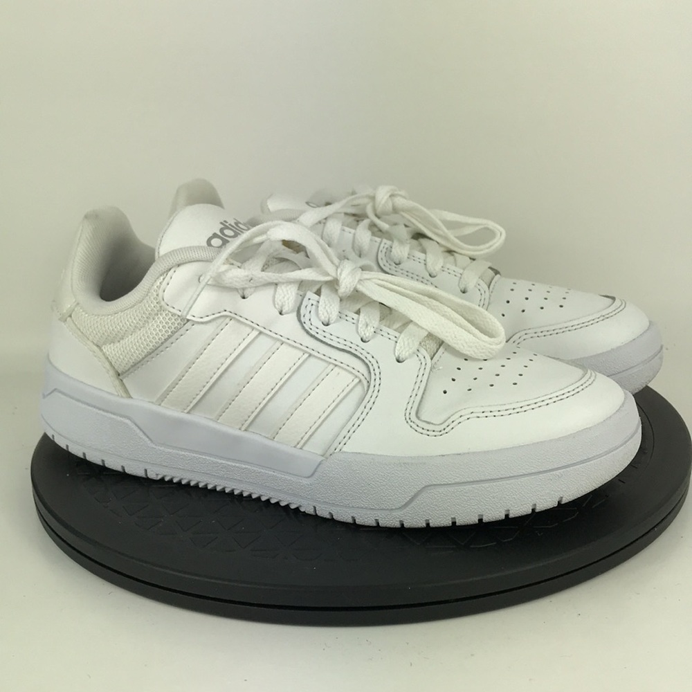 Adidas Entrap Triple White Leather Athletic Shoes Eg4… - Gem